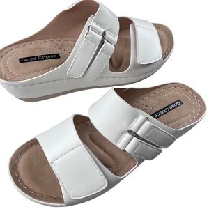 Good Choice | Shoes | New Womens Good Choice Wedge Sandals White Msrp ...